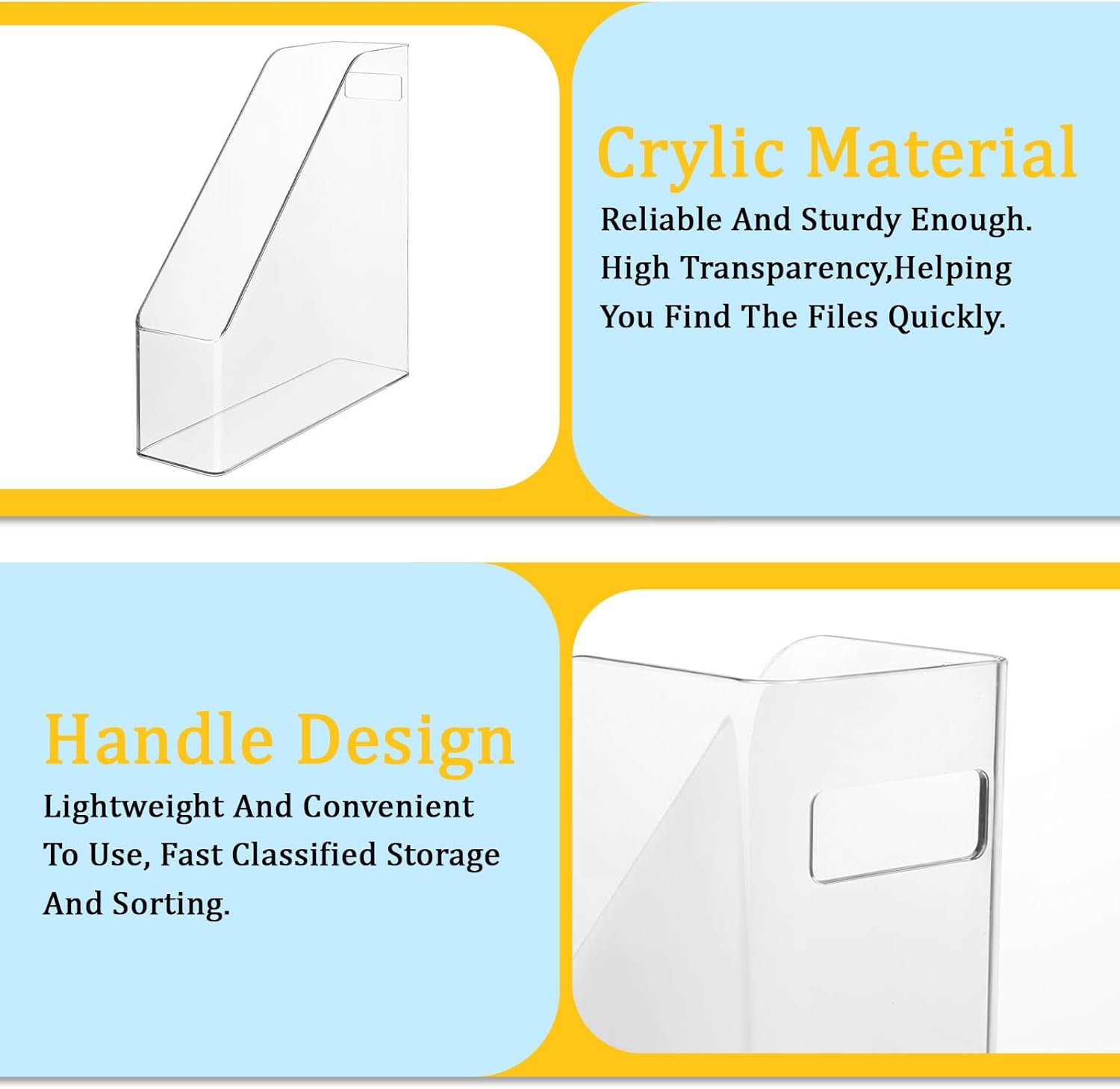 2 Pack Clear Magazine File Holder, PET Magazine Shelf Desk Book ...