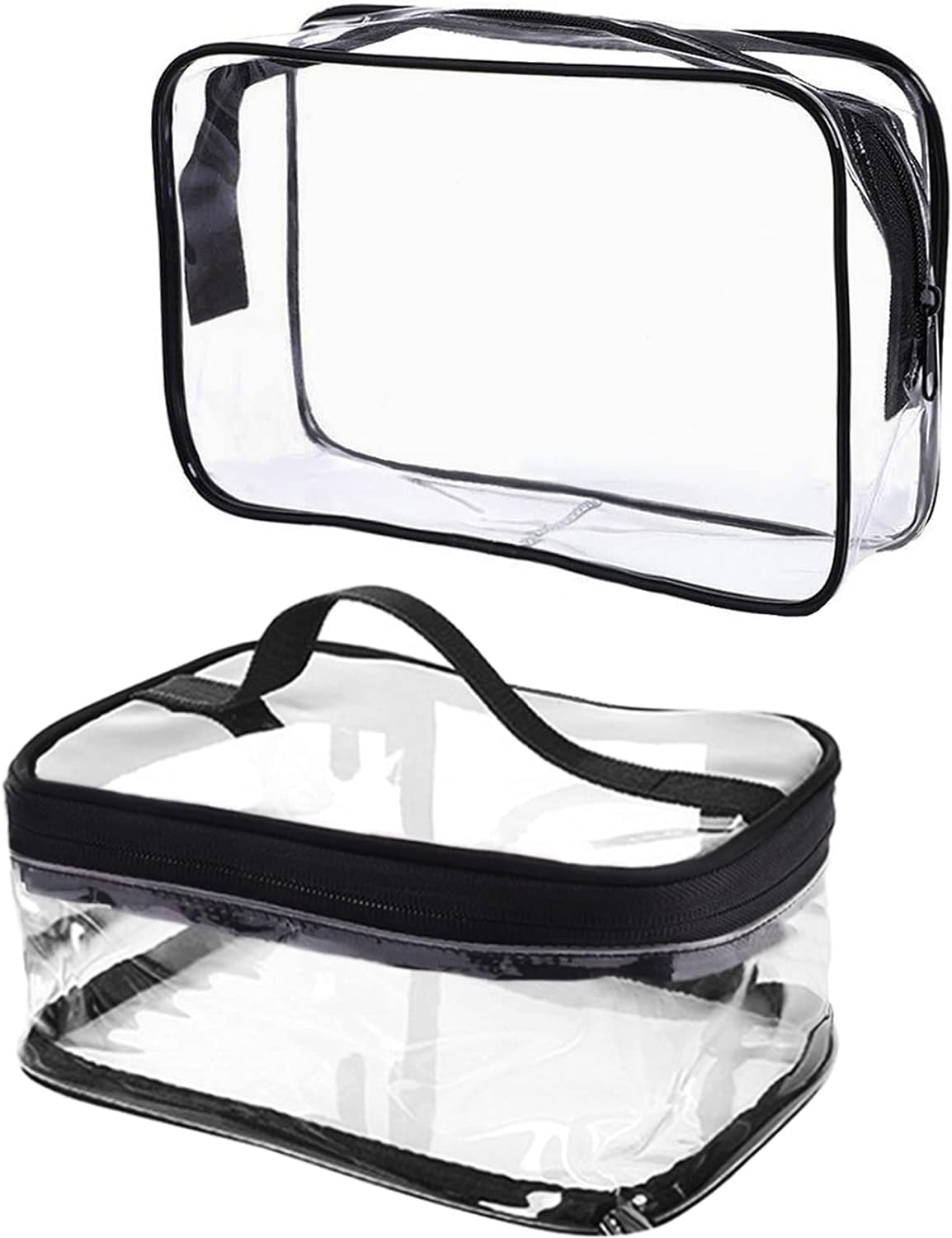 2 Pack Clear PVC Makeup Bags - Waterproof Organizer Cosmetic Bag for ...