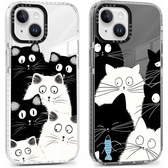 2 Pack Clear Phone Case for iPhone 14 Plus 6.7 inch, Cute Black Cat ...