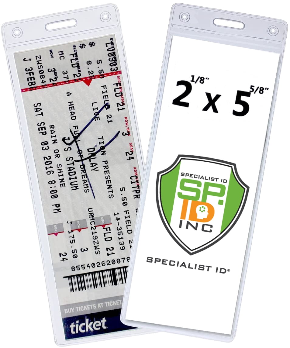 2 Pack - Clear Plastic 2 ⅛ X 5 ⅝ Inch Ticket Stub Holders - Durable ...