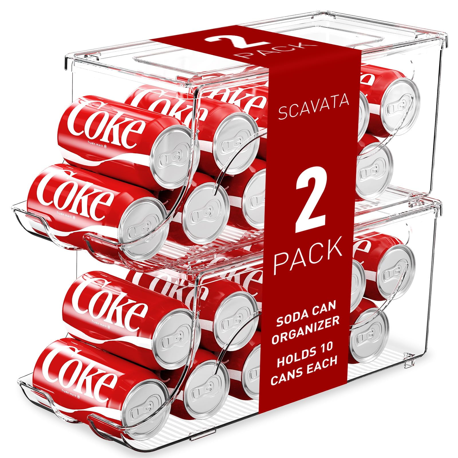 2 Pack Clear Plastic Can Organizer, Stackable Beverage Holder for Soda ...