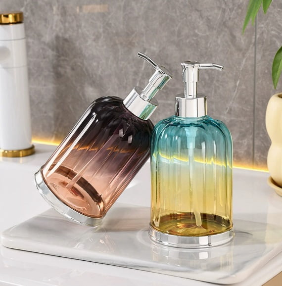 2-Pack Clear Press Bottles for Liquid Soap, Shower Gel, and Laundry ...