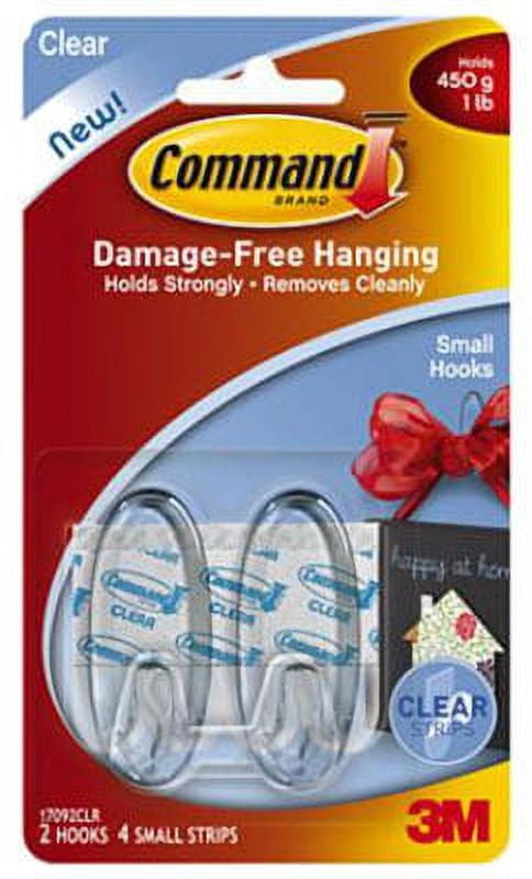 2 Pack Clear Small Hook With Clear Adhesive Strips Holds Firmly Until ...