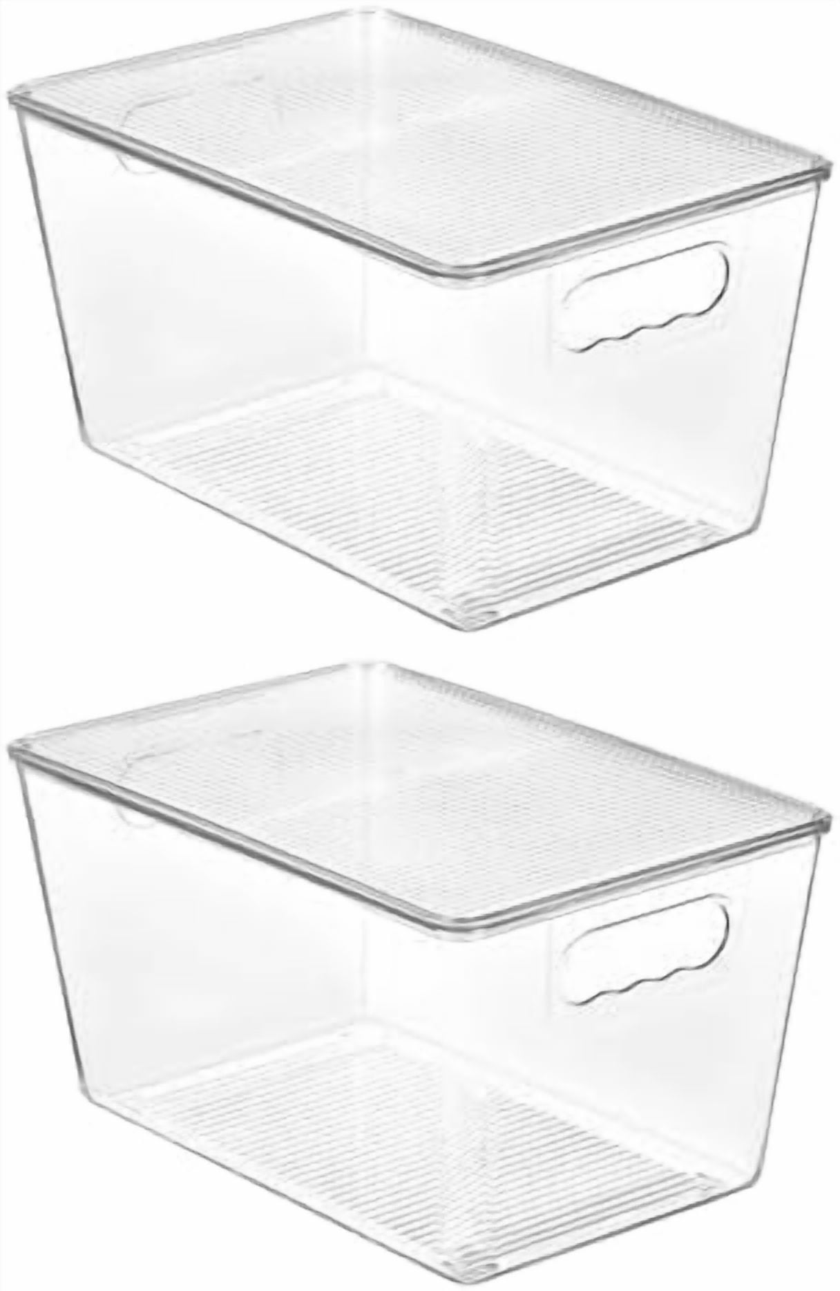 2 Pack Clear Stackable Storage Bins with Lids, Large Plastic Containers ...
