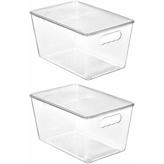 2 Pack Clear Stackable Storage Bins with Lids, Large Plastic Containers ...