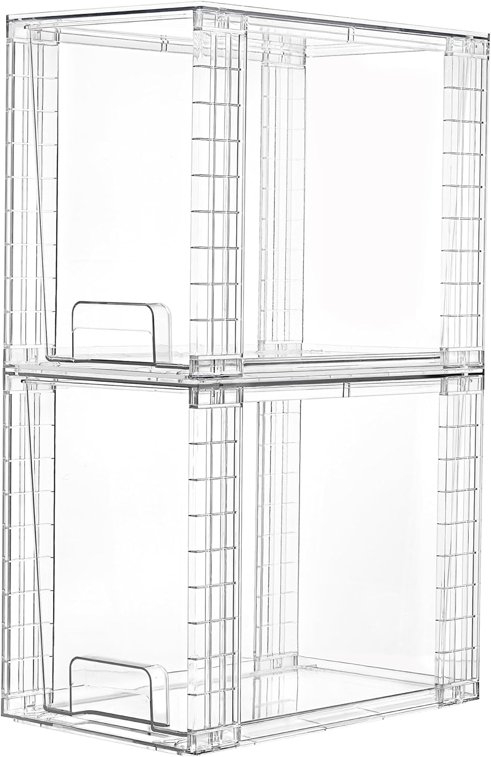 2 Pack Clear Stackable Storage Drawers,9.7" High Plastic Organizers ...