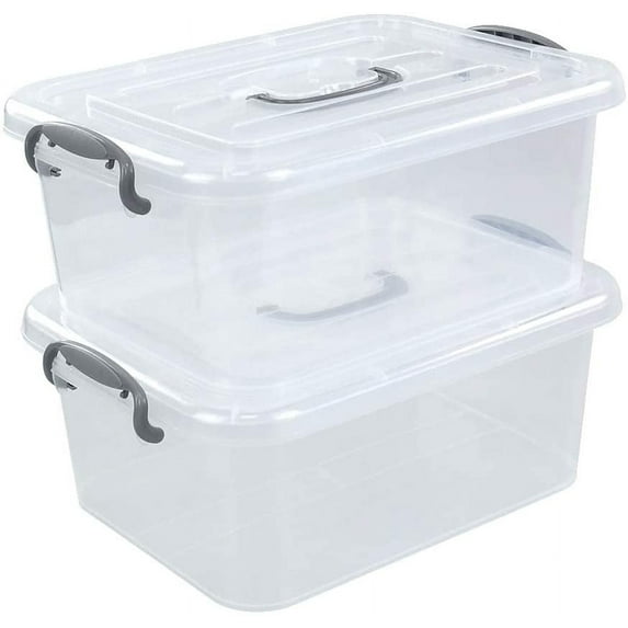 2-Pack Clear Storage Latch Box, Plastic Containers with Lids, 8 L ...