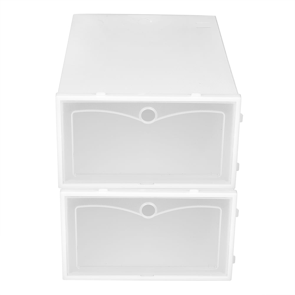 2-Pack Clear Tidy Boxes for Storage, White Transparent Plastic Shoe ...