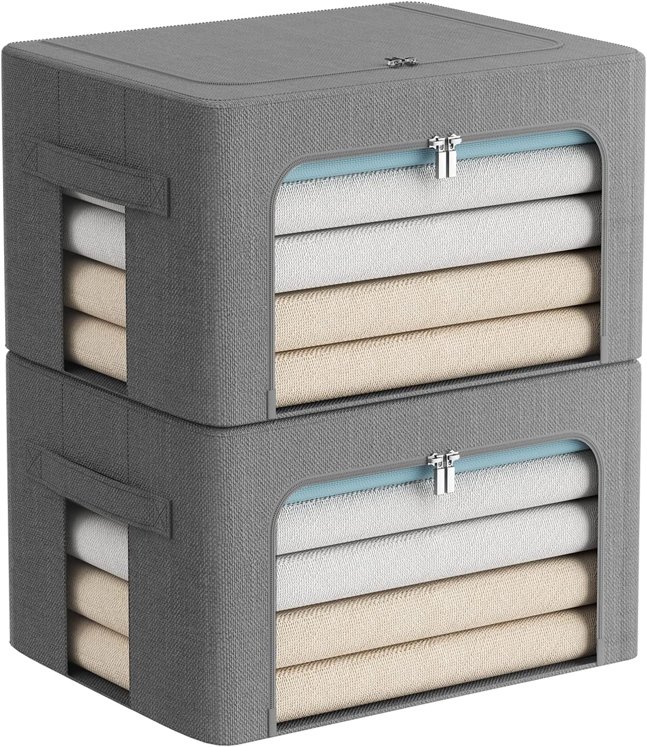 2 Pack Clear Window Storage Bins Foldable Fabric Storage Bins Boxes for ...