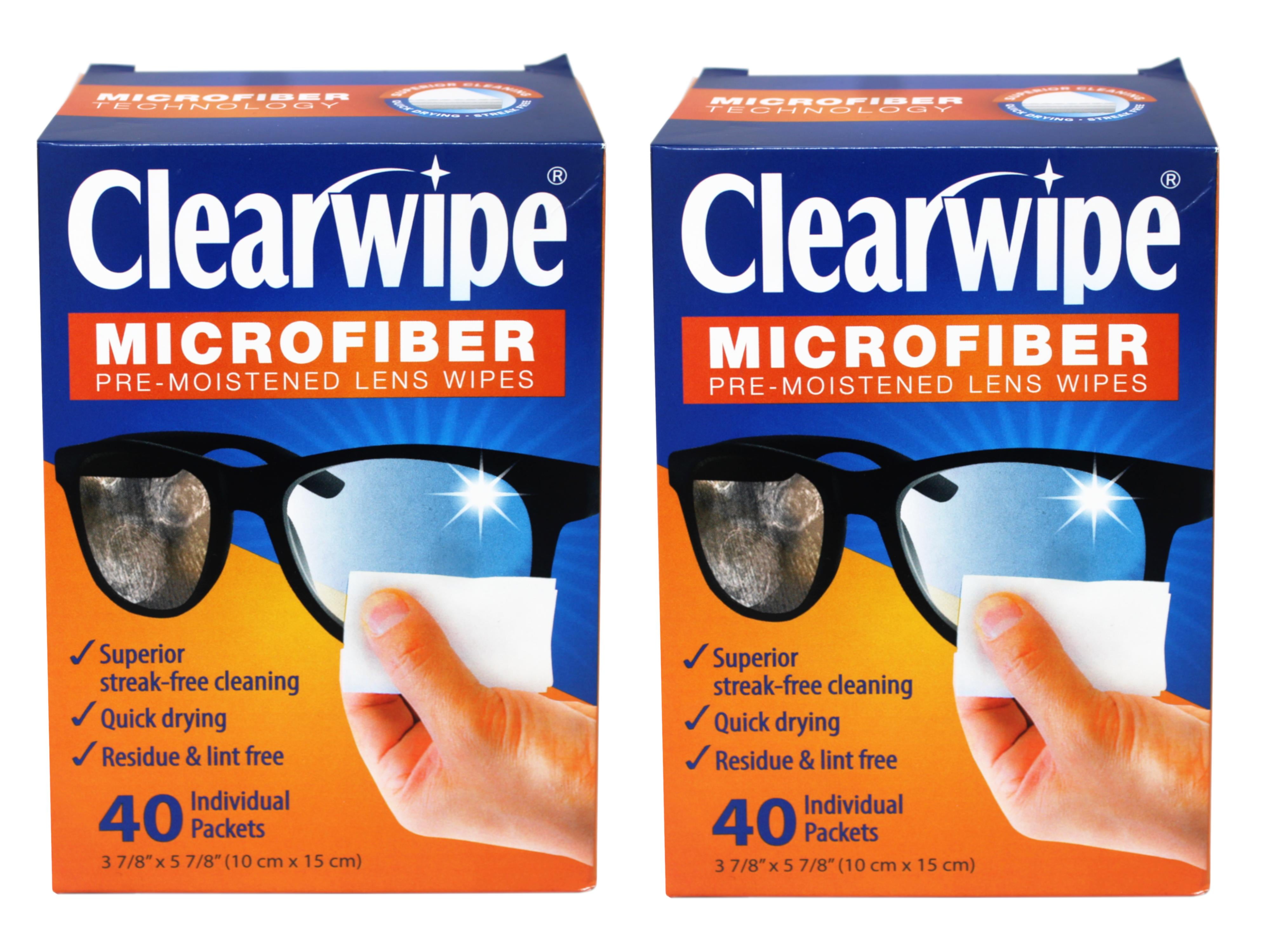 2 Pack - ClearWipe Microfiber Pre-Moistened Lens Wipes, 40 Individual ...