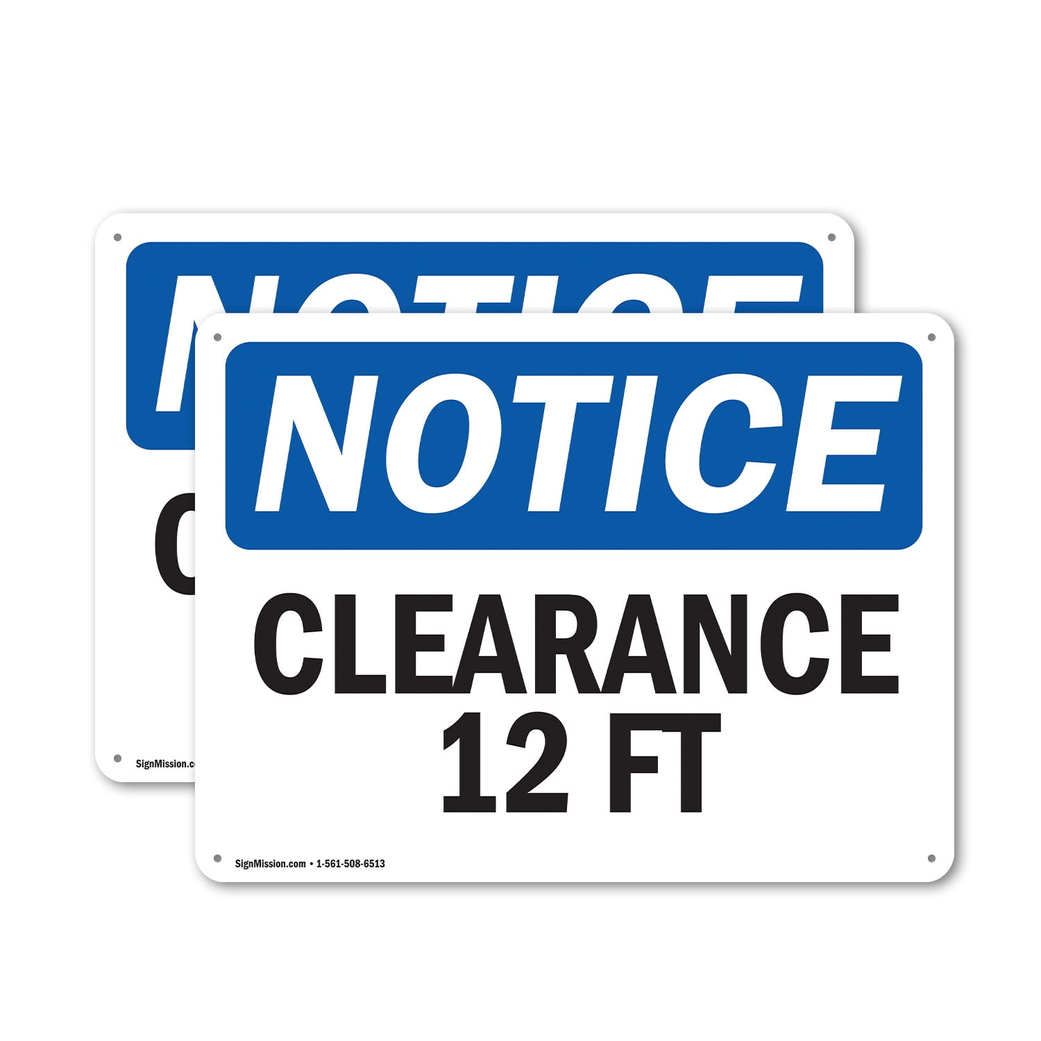 (2 Pack) Clearance 12 Ft OSHA Notice Sign 24 Inch X 18 Inch Indoor ...