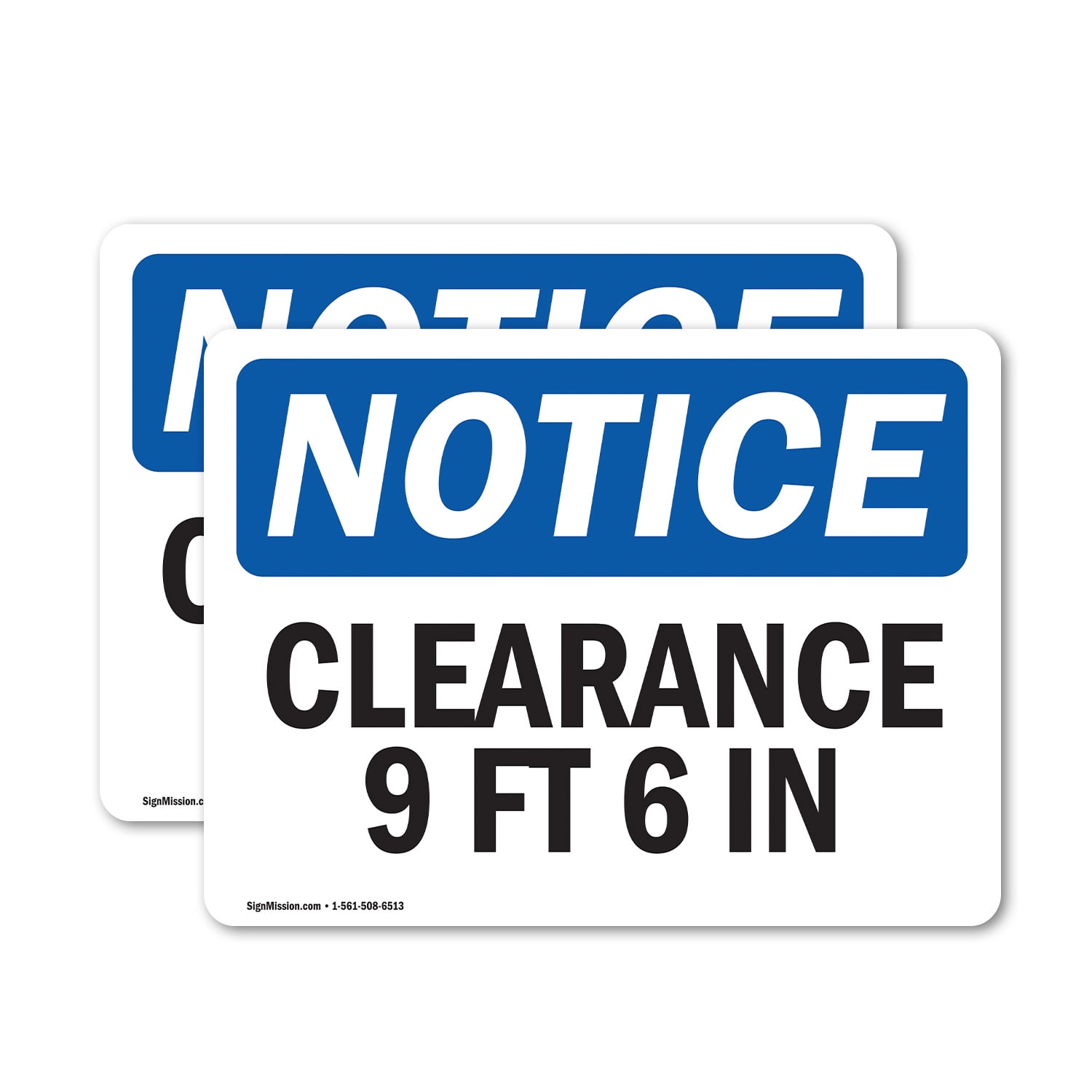 (2 Pack) Clearance 9 Ft 6 In OSHA Notice Sign 7 Inch X 5 Inch Vinyl ...