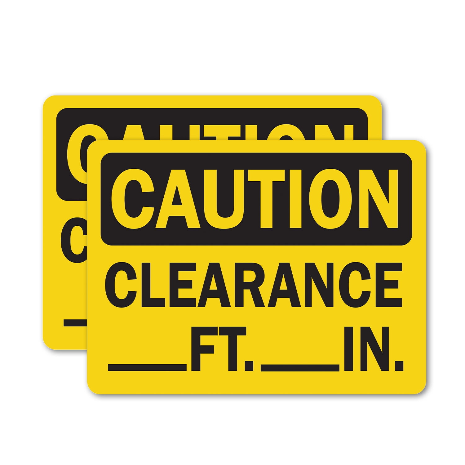 (2 Pack) Clearance ___Ft.___In. OSHA Caution Sign 7 Inch X 5 Inch Vinyl ...