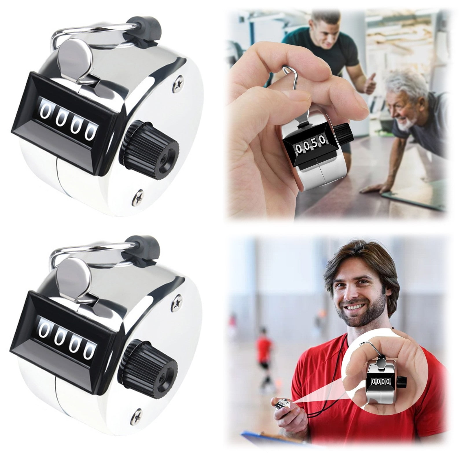 2 Pack Clicker Counter, Metal Hand Tally Counter Clicker, 4 Digit ...