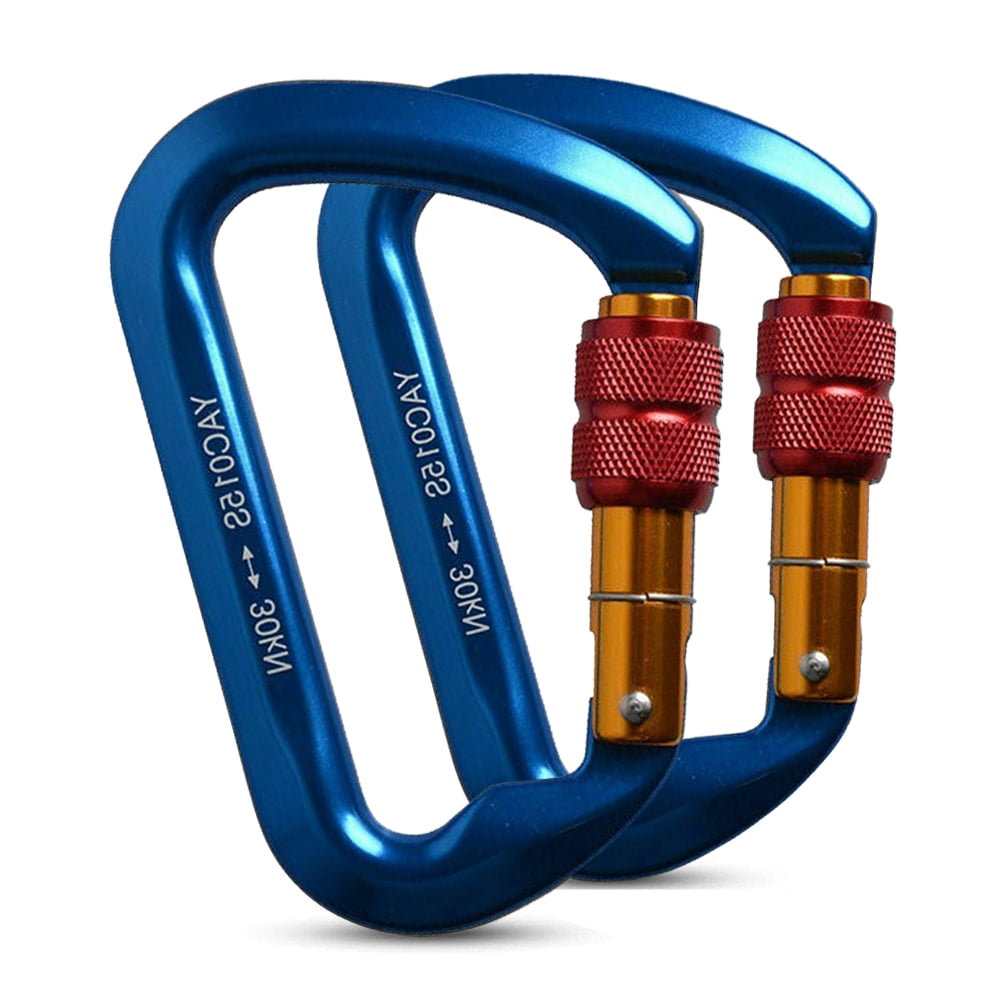 [2 Pack] Climbing Gear Aluminum Screw Carabiner iClover Locking ...