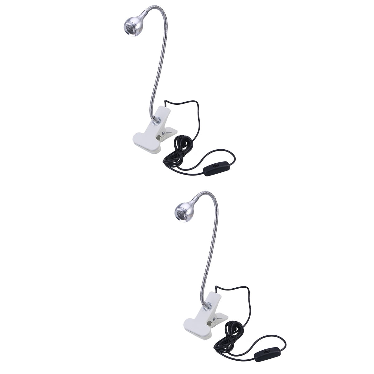 2 Pack Clip Desk Lamp Bright LED Computer Light Monitor Student Silver ...