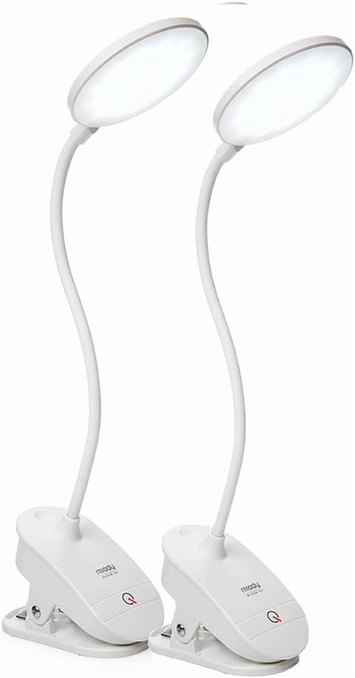 2 Pack Clip on Lamp,Battery Powered Reading Light,Clamp for Bed with 3 ...