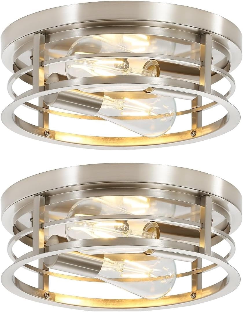 2-Pack Close To Ceiling Lights, Brushed Nickel Flush Mount Ceiling ...