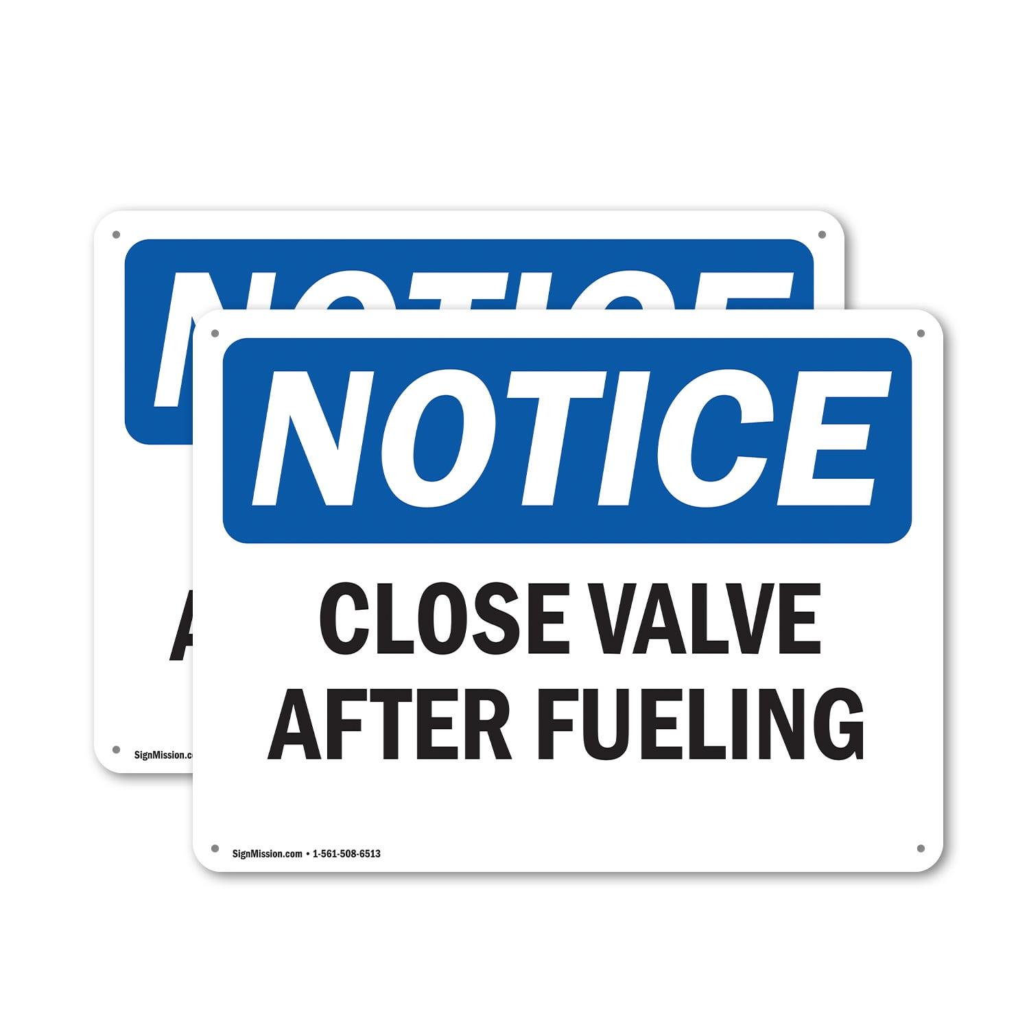 (2 Pack) Close Valve After Fueling OSHA Notice Sign 10 Inch X 7 Inch ...