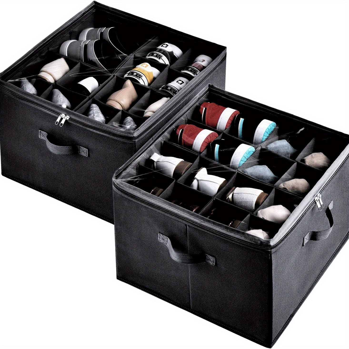2 Pack Closet Shoe Organizer, Accommodates up to 32 Pairs, Compact Shoe ...