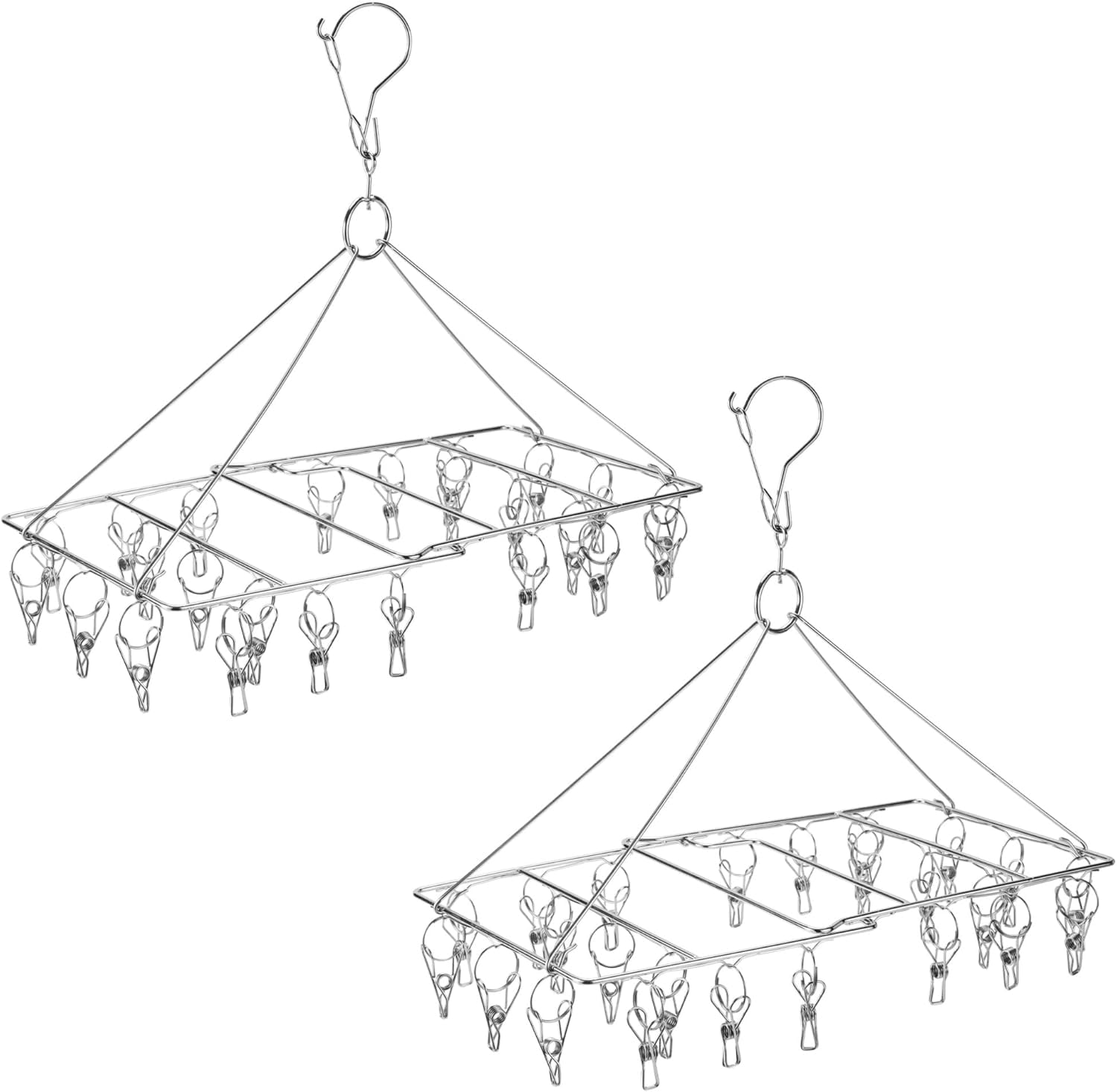 2 Pack Clothes Drying Rack with 24 Peg, Stainless Steel Space-saving ...