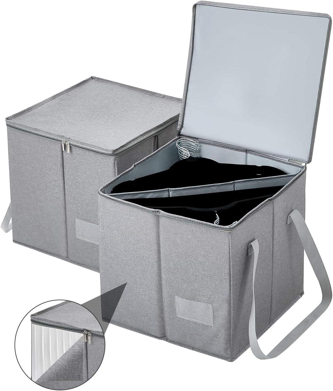 2 Pack Clothes Hanger Organizer Bag-Rigid Hanger Storage Containers ...