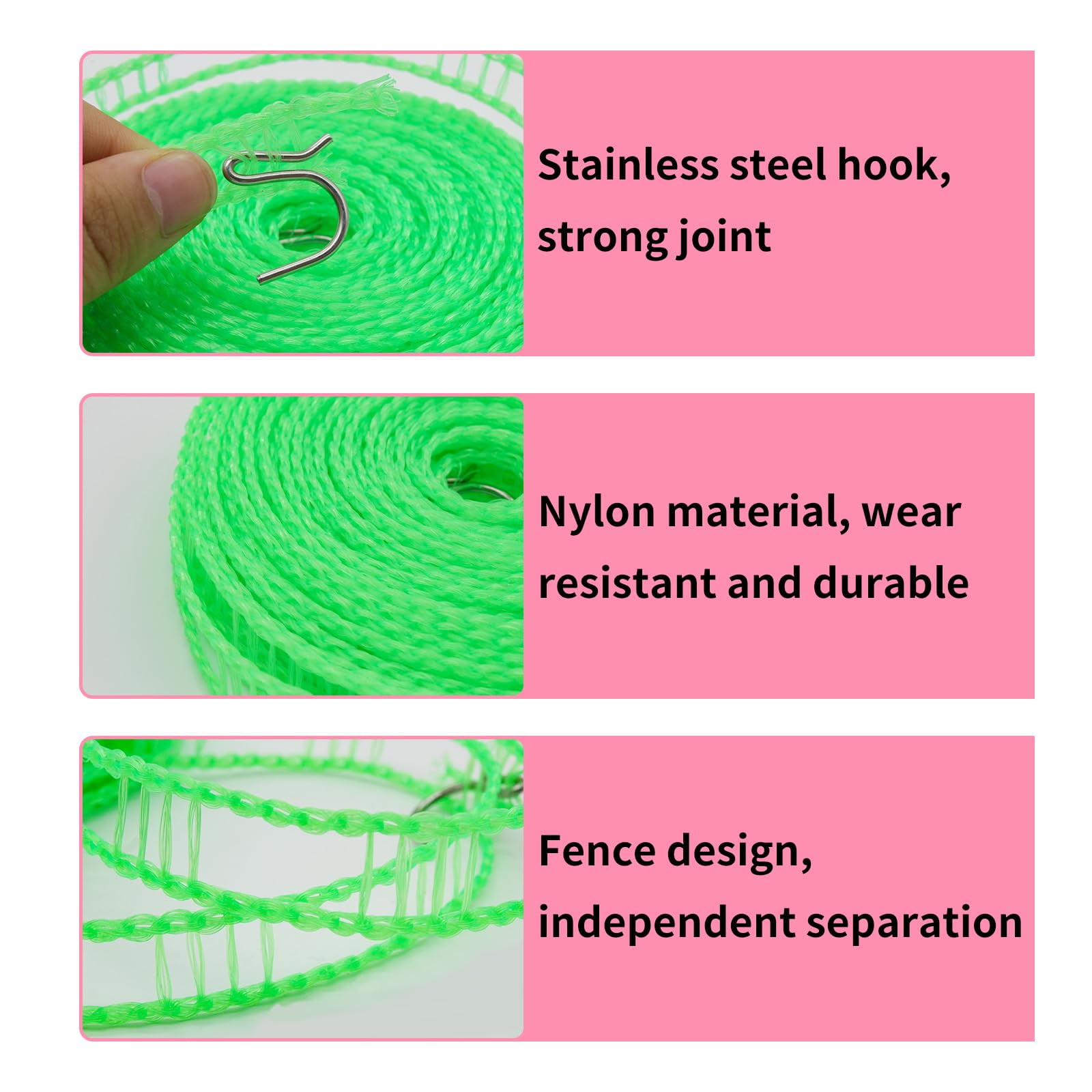 2 Pack Clothes Line Outdoors, Travel Clothesline Windproof Clothes ...