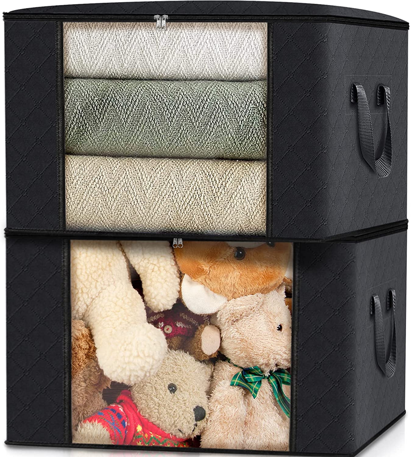 2-Pack Clothes Storage, Stackable Storage Bin Tote, Storage Containers ...