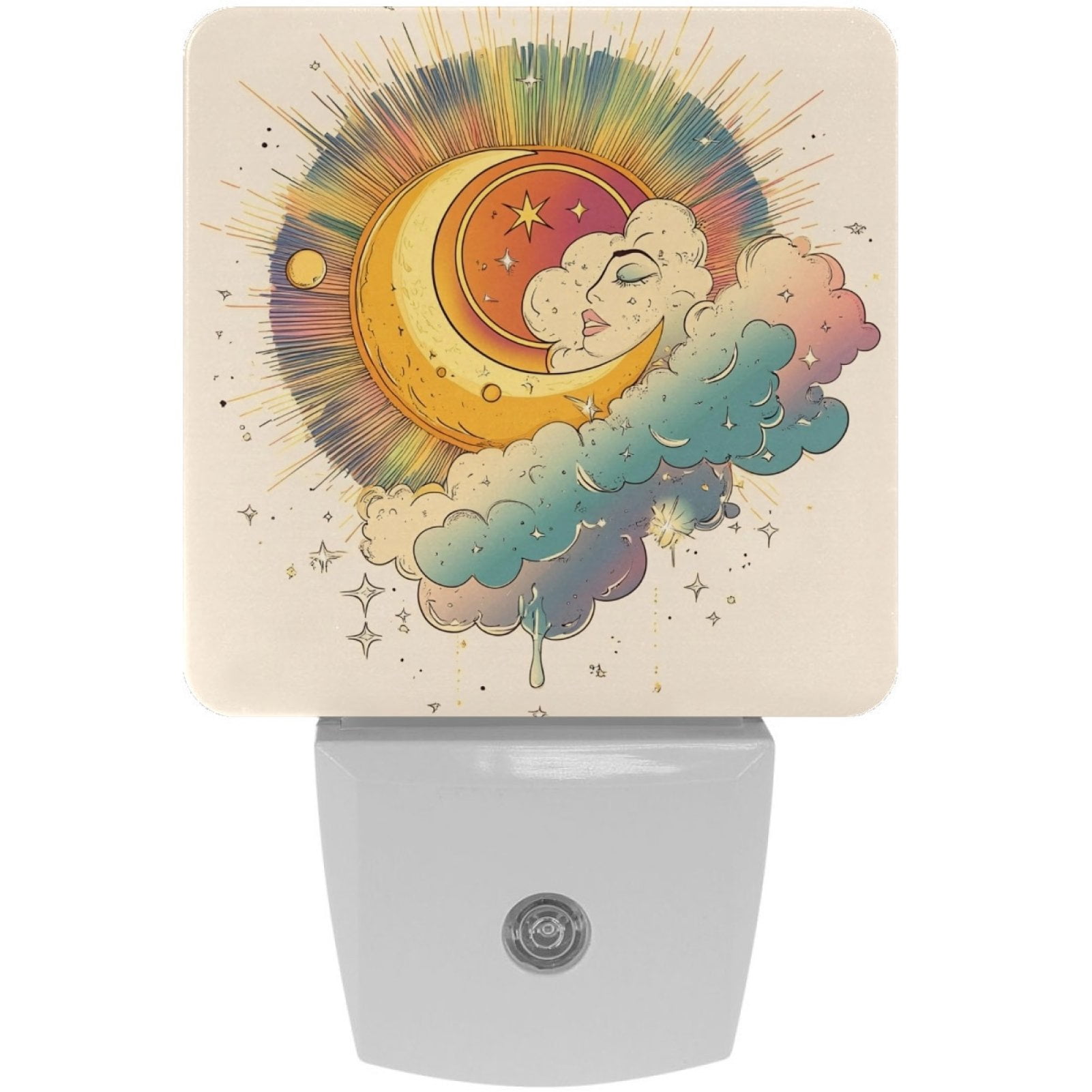 2 Pack Clouds and Moon Square LED Night Light 0.5W Plastic Aisle Light ...