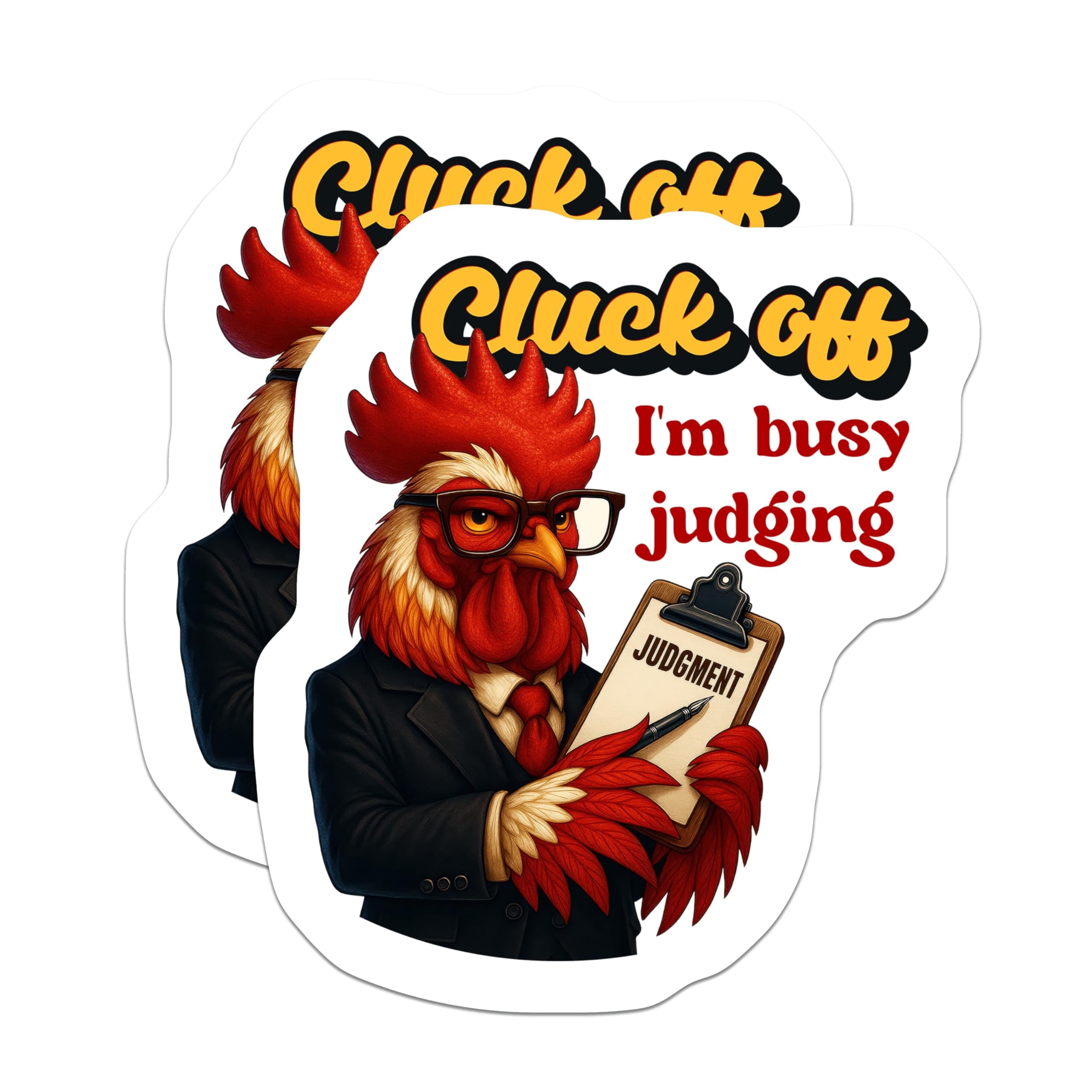 (2 Pack) Cluck Off Judging Rooster Stickers - Funny Chicken Decals ...