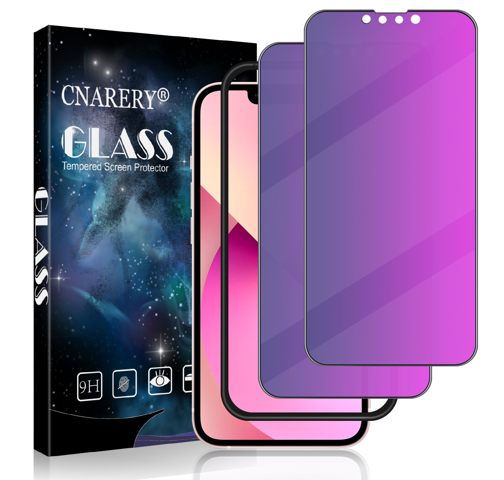 [2 Pack] Cnarery Purple Privacy Screen Protector for iPhone 13/ iPhone ...