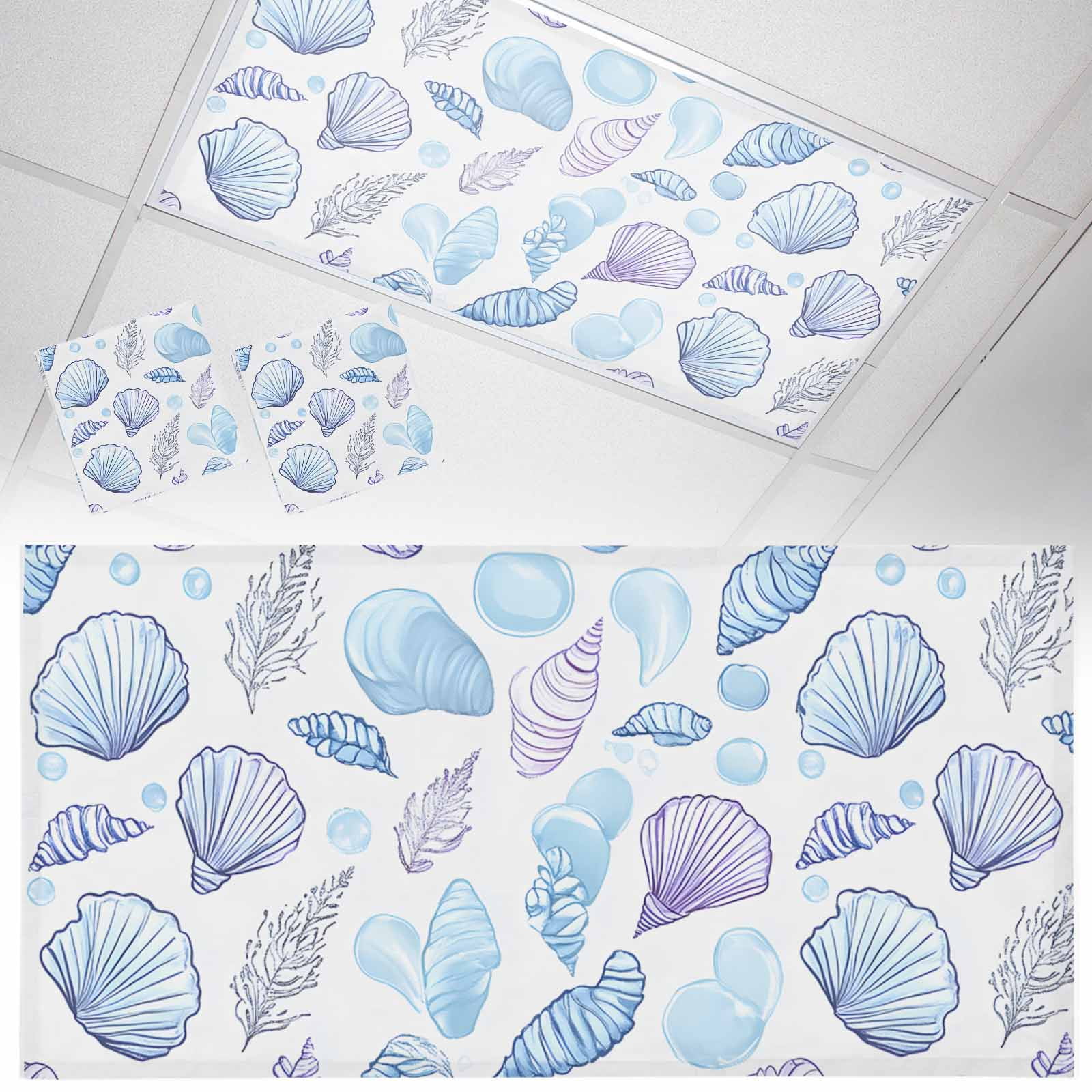 2 Pack Coastal Ocean Fluorescent Light Covers for Ceiling Lights Blue ...