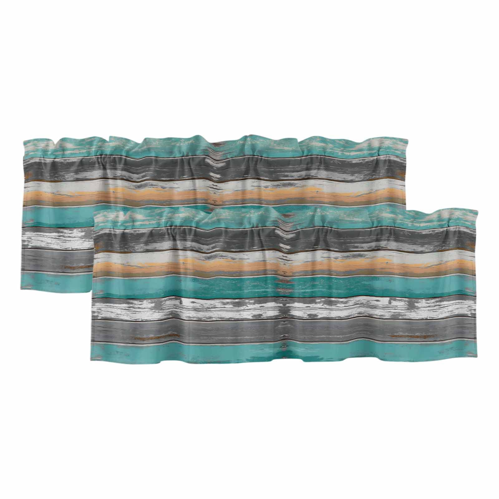 2 Pack Coastal Style Valance for Window Vintage Green Brown Stripes ...