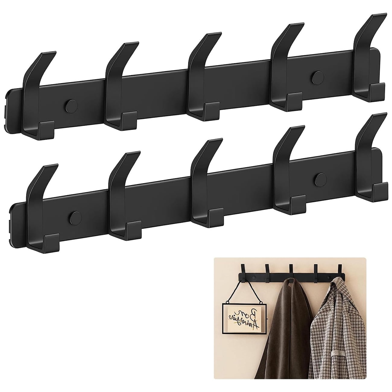 2-Pack Coat Rack Wall Mounted 锛孒eavy Duty Aluminum锛? Double Hook Metal ...