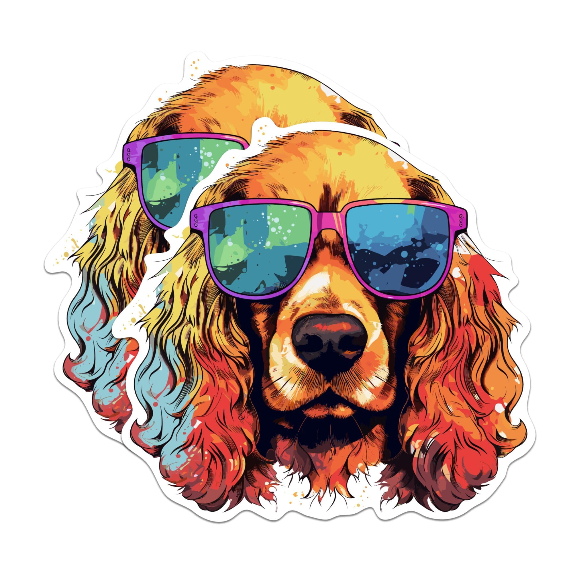(2 Pack) Cocker Spaniel Dog Stickers - Cocker Spaniel with Sunglasses ...