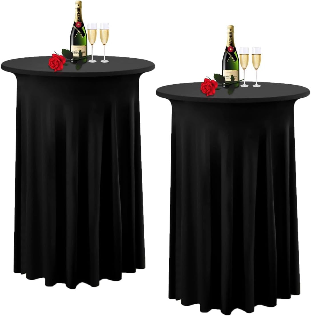 2 Pack Cocktail Table Covers 32"x 43" Spandex Stretch Round Cocktail ...
