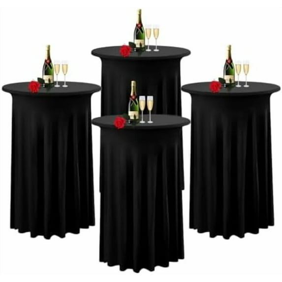 2 Pack Cocktail Table Covers 32"x 43" Spandex Stretch Round Cocktail ...