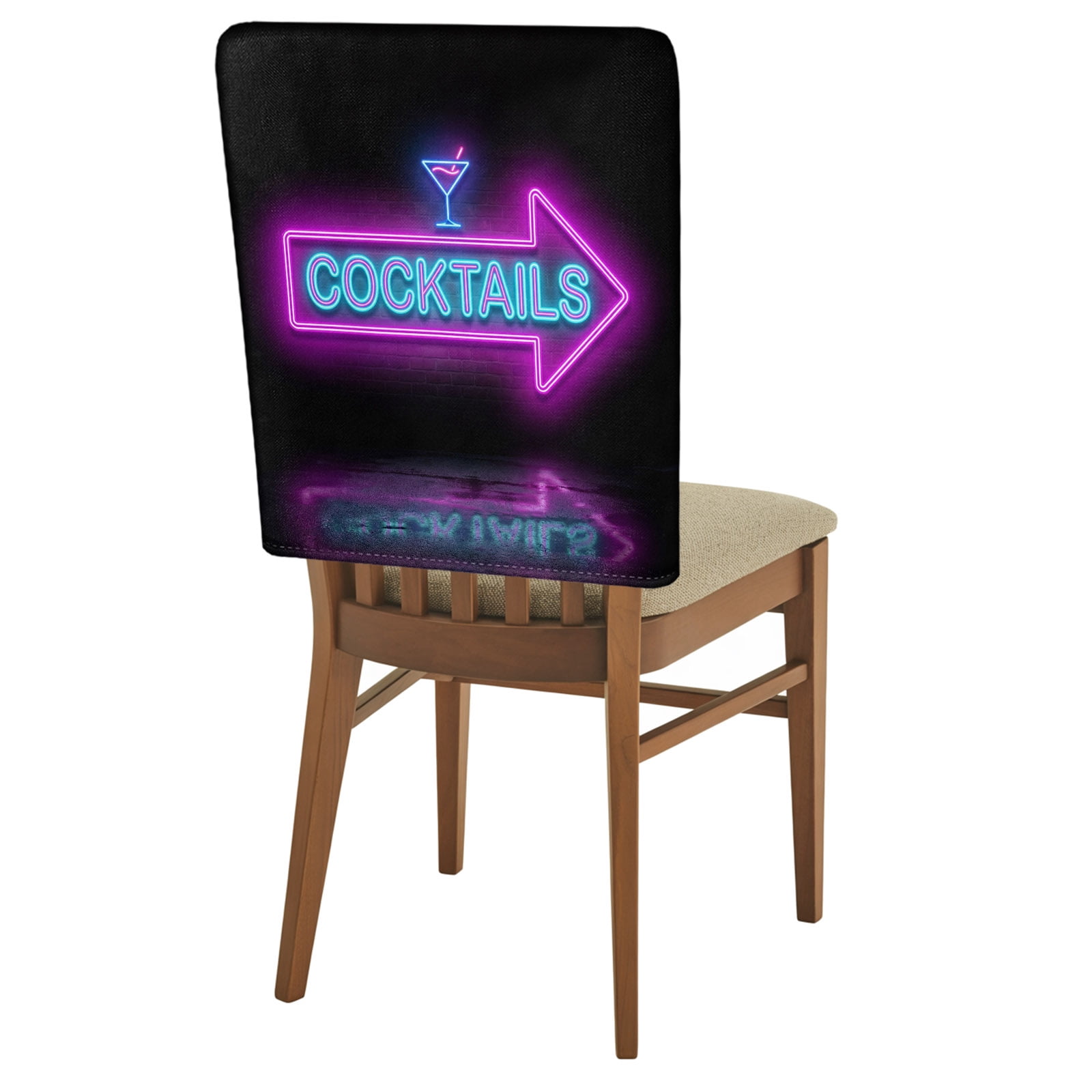 2 Pack Cocktails Neon Arrow Chair Back Covers Modern Bar Style Blue ...