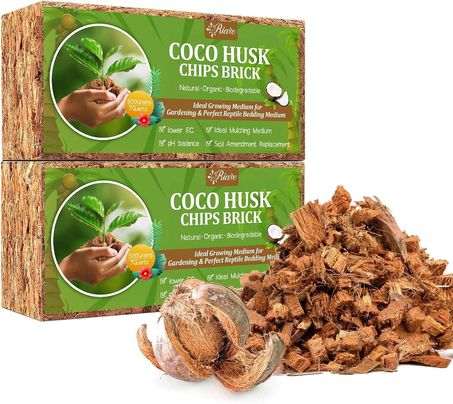 2 Pack Coco Chips Substrate for Plants- 2.2lb 100% Organic Coconut Husk ...