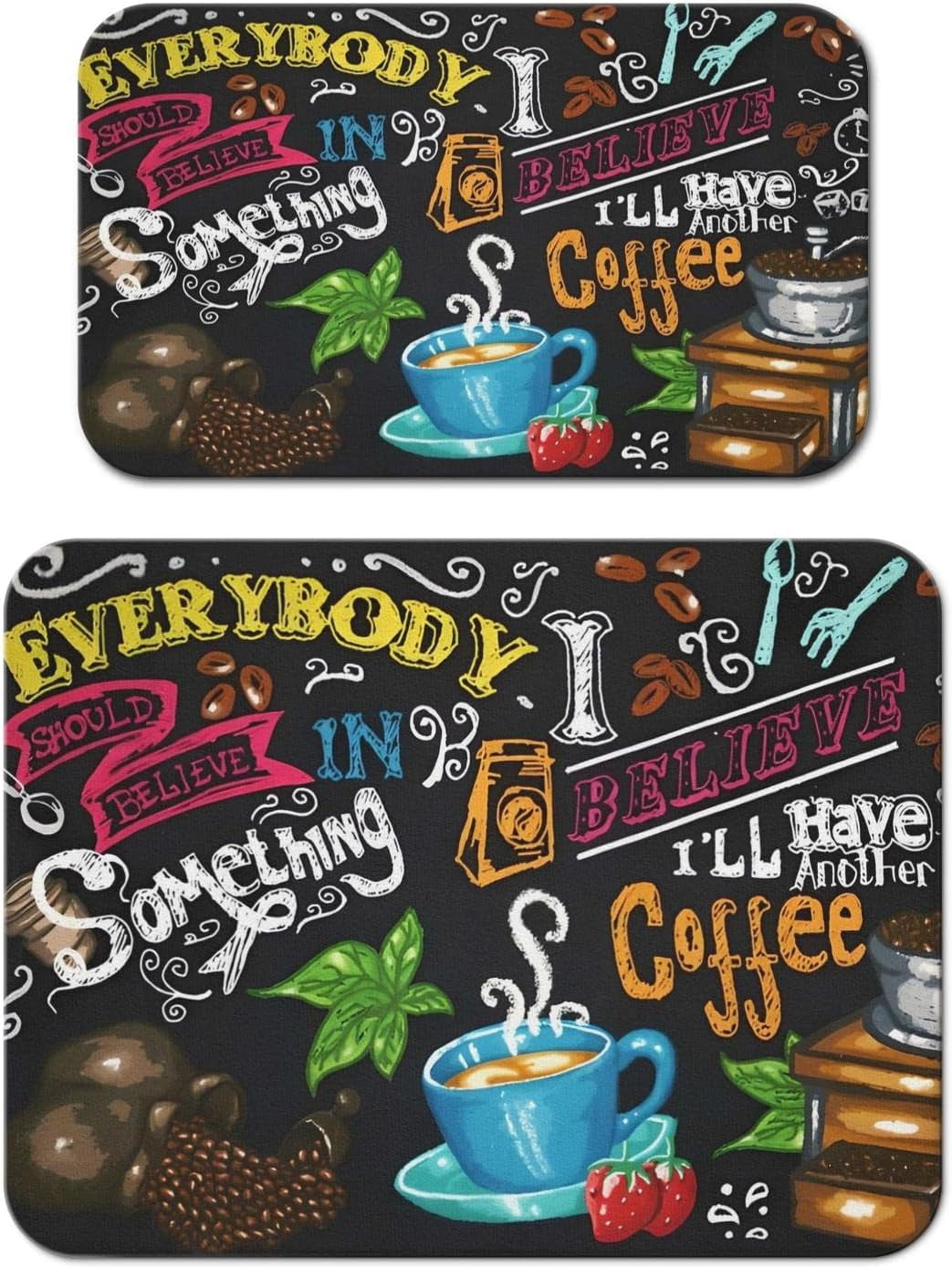 2 Pack Coffee Maker Mat for Countertops Dish Mat Drying Kitchen Mat Set ...