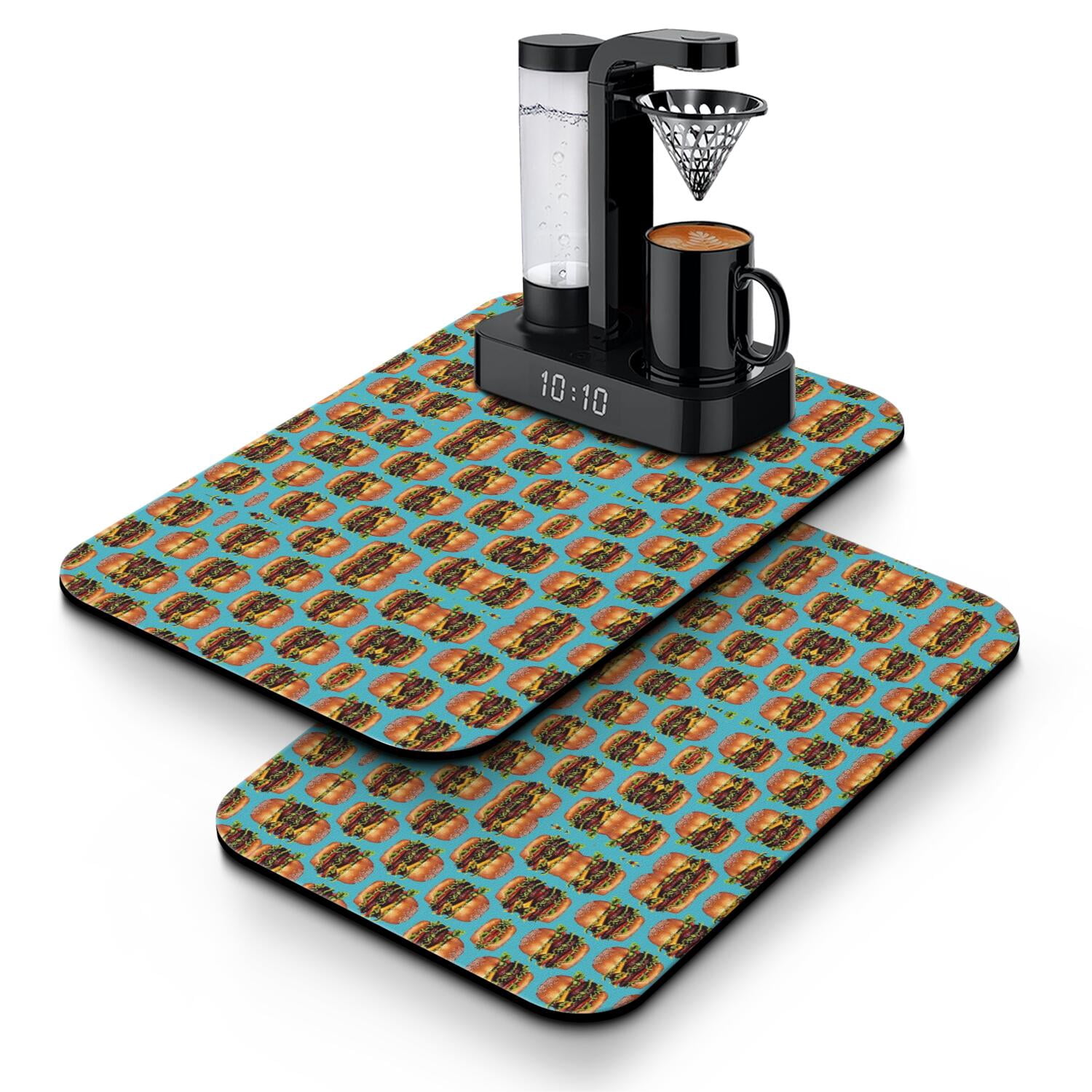 2-Pack Coffee Maker Mats for Countertop Absorbent Non-Slip Hamburger ...