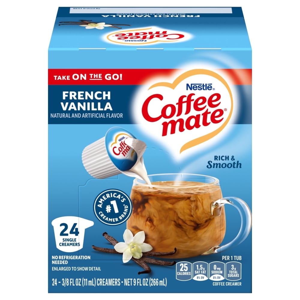 ( 2 Pack ) Coffee-Mate Nestle French Vanilla Liquid Creamer Singles, 24 ...