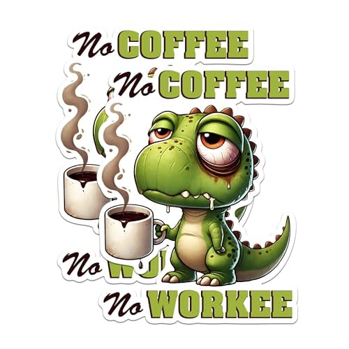 (2 Pack) No Coffee No Workee Magnets - Funny Dinosaur Magnets - Coffee ...