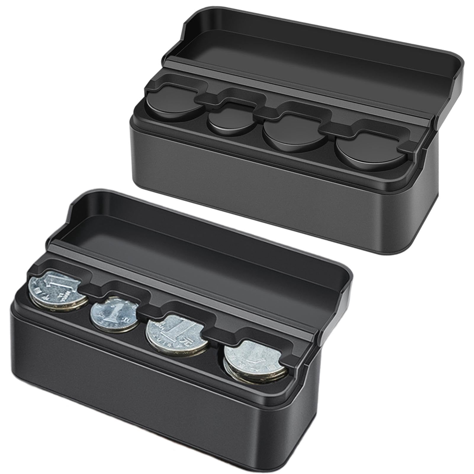 2 Pack Coin Holder for Car, Portable Mini Change Storage Box Compatible ...