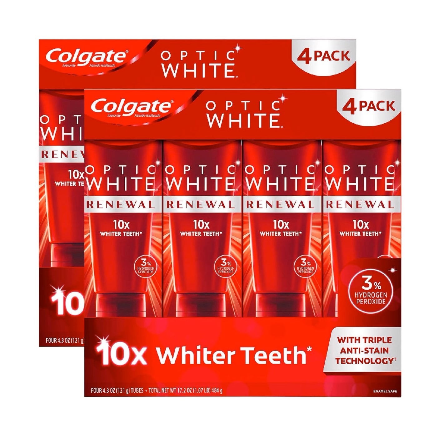 2 Pack | Colgate Optic White Renewal Toothpaste, 4.3 oz, 4-pack ...