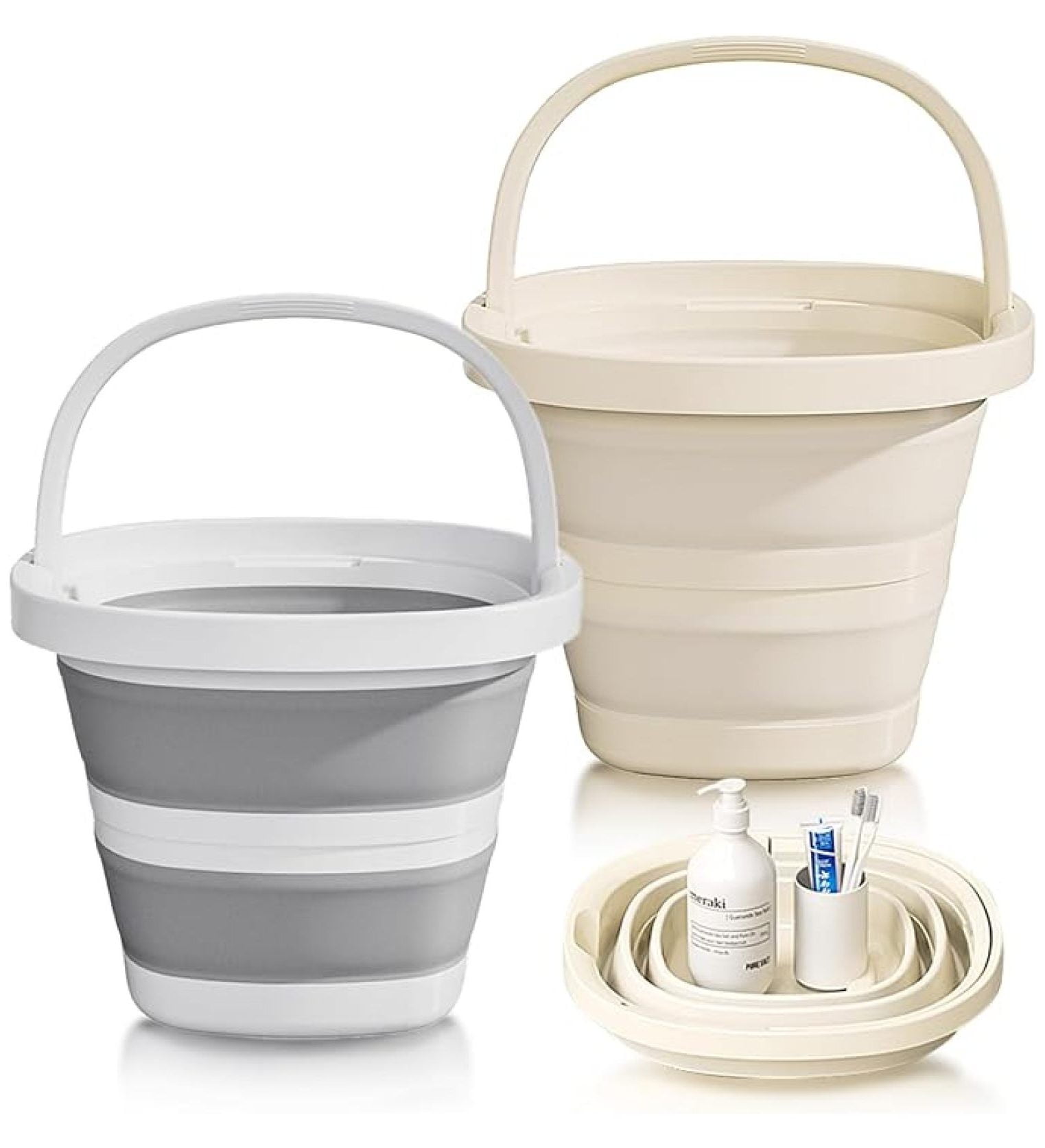 2-Pack Collapsible Buckets (2.6 Gallon/10L) - Foldable Rectangular ...