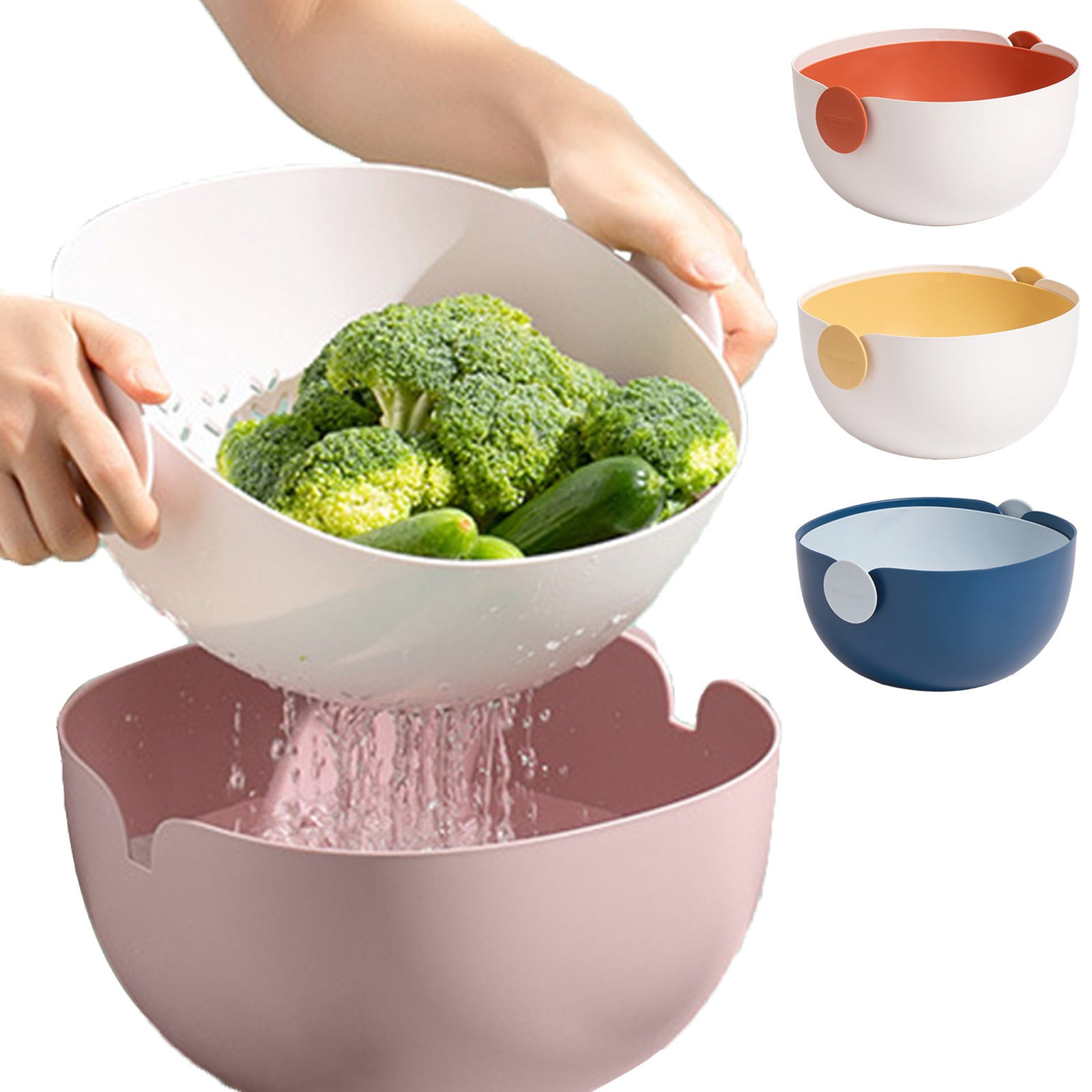 2 Pack Collapsible Colander and Strainer Set, Plastic Kitchen Sink ...