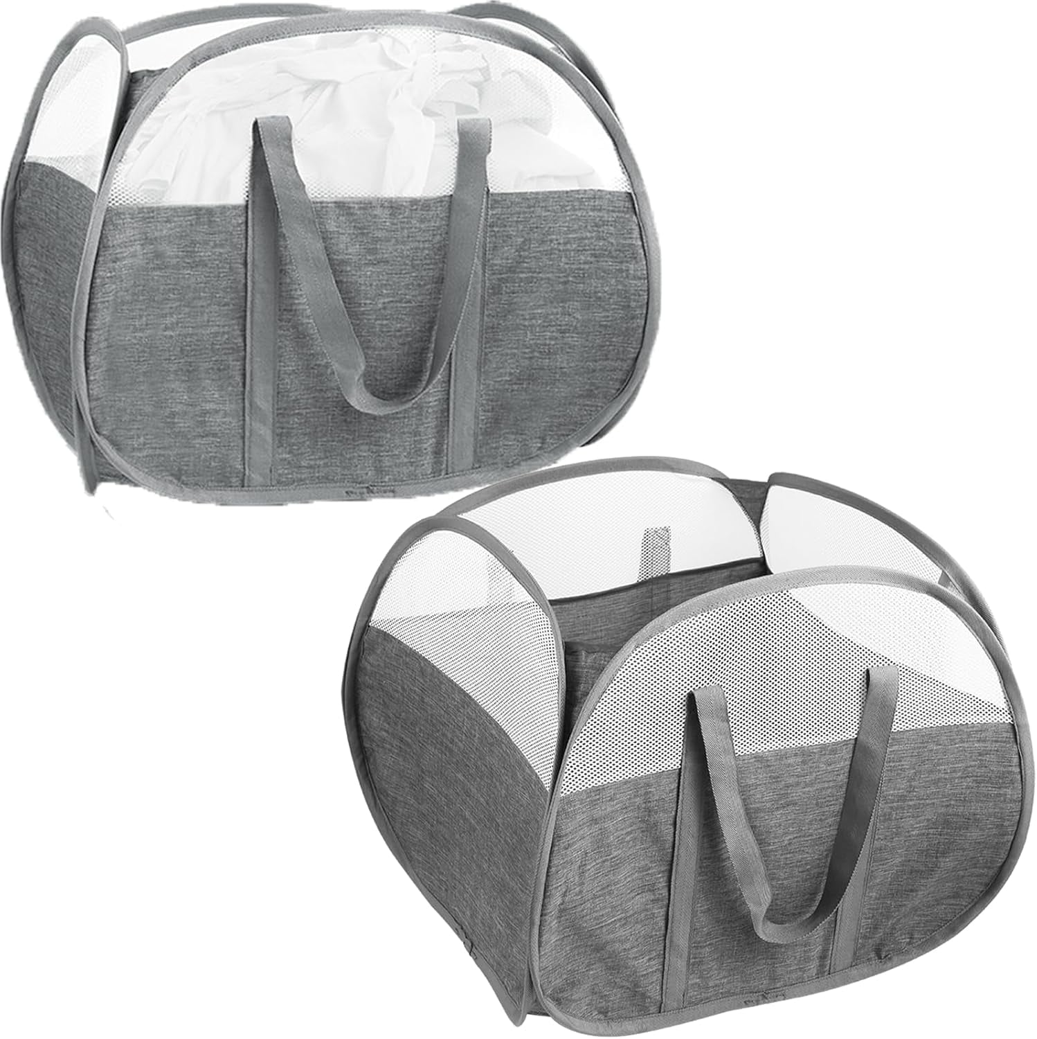 2 Pack Collapsible Laundry Baskets, 90L Large Foldable Laundry Basket ...