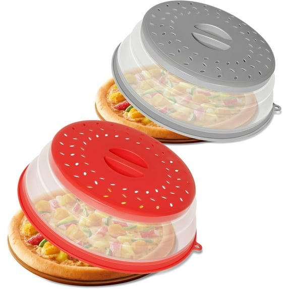 2 Pack Collapsible Microwave Splatter Cover, Vented Microwave Lid with ...