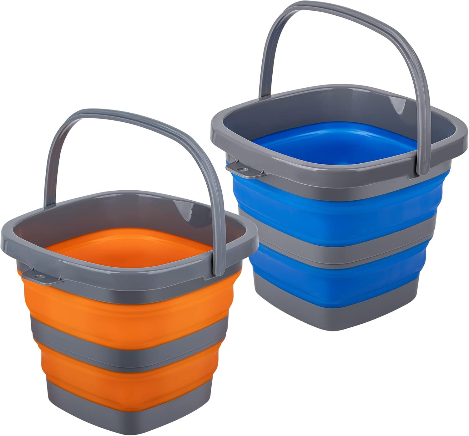 2 Pack Collapsible Plastic Bucket with 2.6 Gallon (10L) Each, Foldable ...
